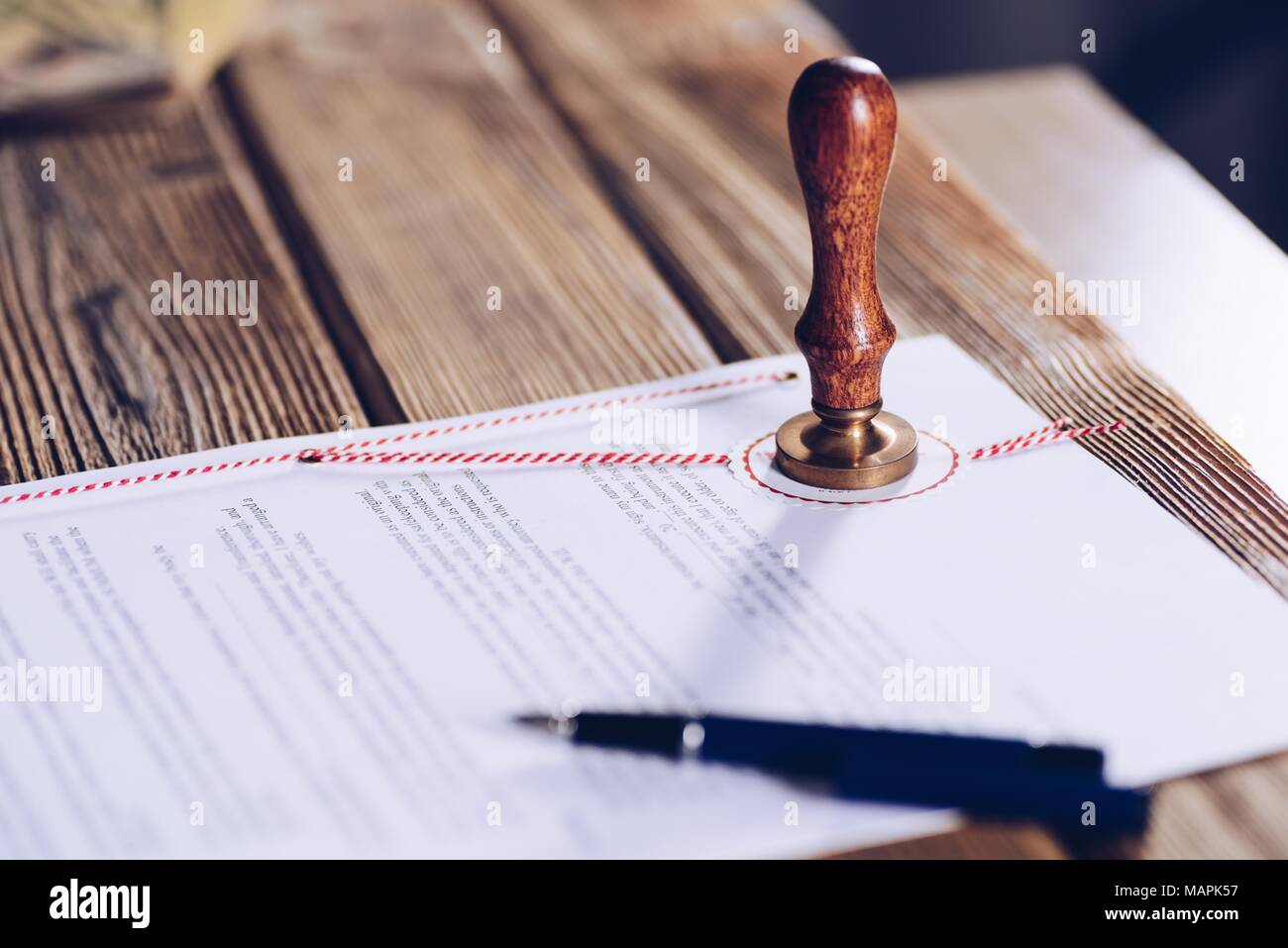 Notary public ink stamp on document. Law concept Stock Photo - Alamy