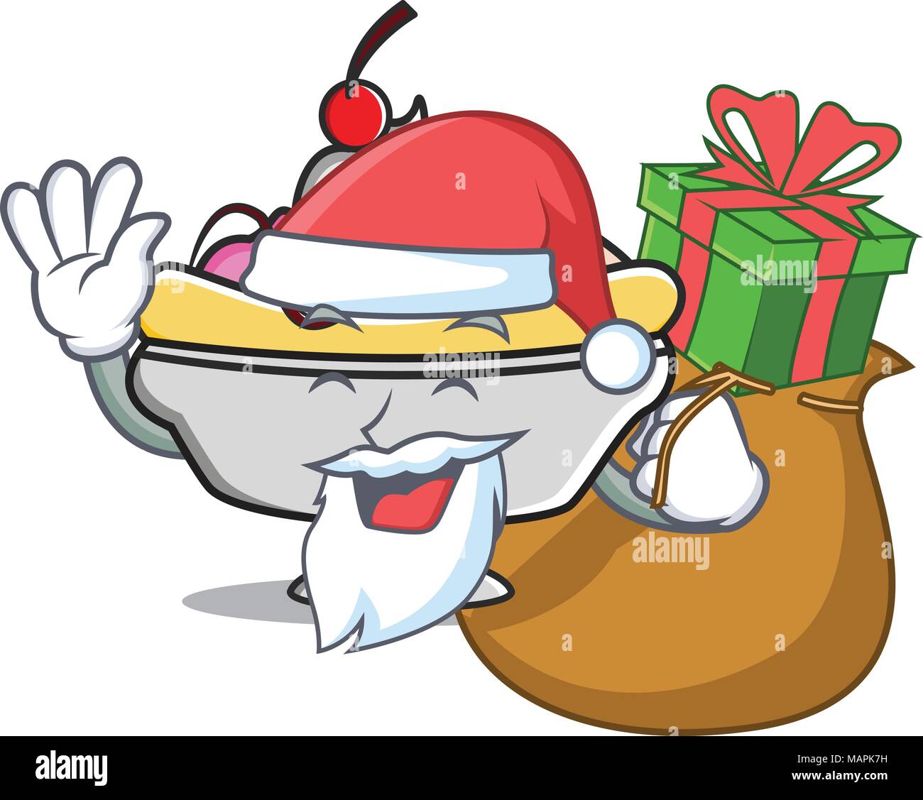 Santa with gift banana split mascot cartoon Stock Vector Image & Art ...