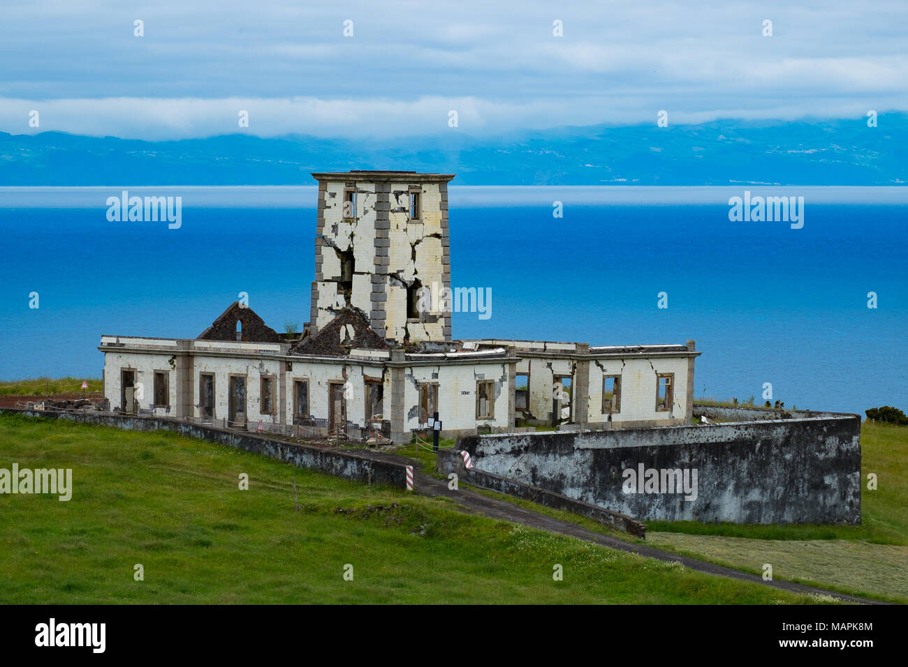 Lighthouse on Faial island, Azores, destroyed by 1998 earthquake Stock ...