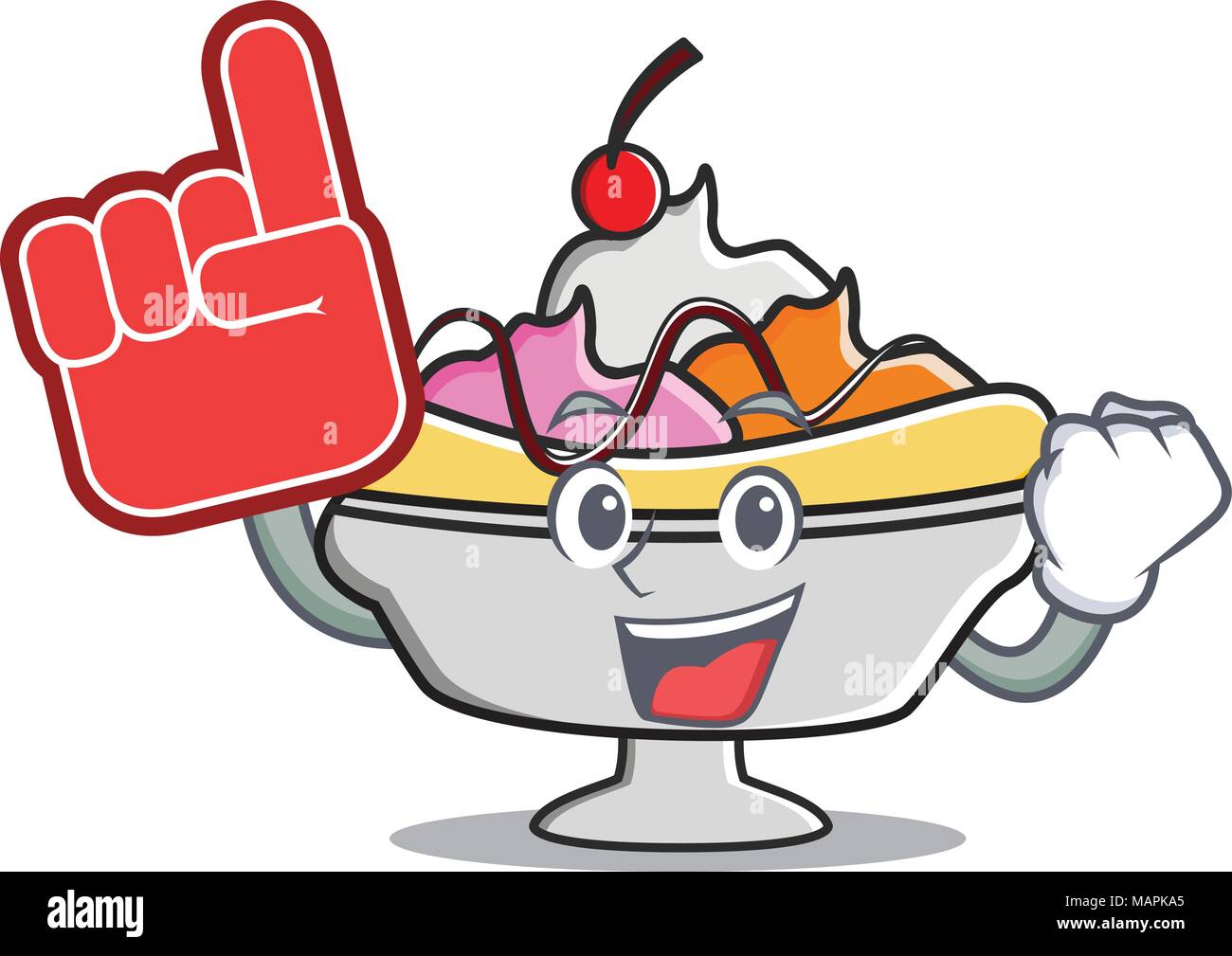 Foam finger banana split mascot cartoon Stock Vector Image & Art - Alamy