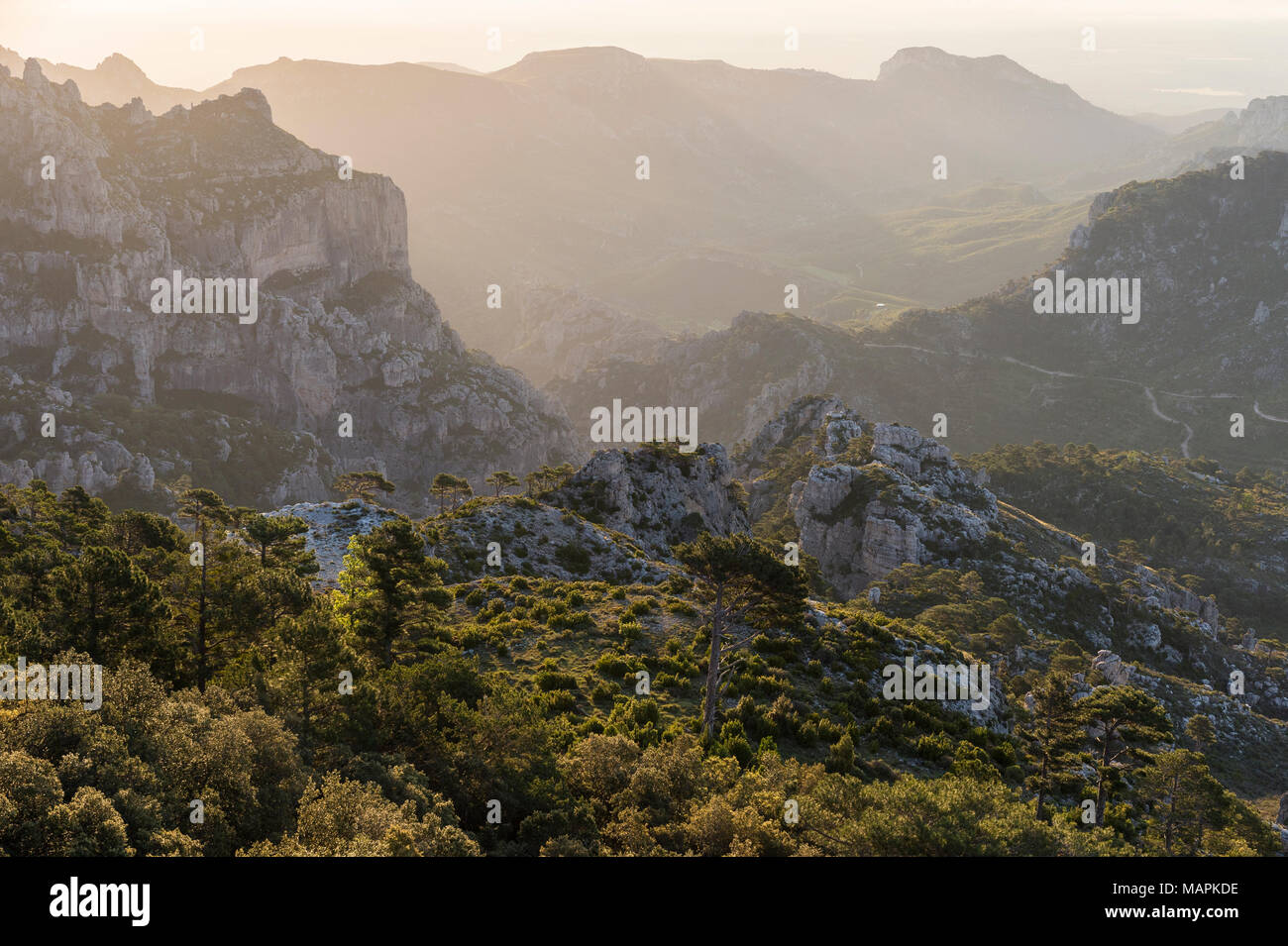 Beautiful sunrise landscape at Puertos de Beceite National Park showing ...