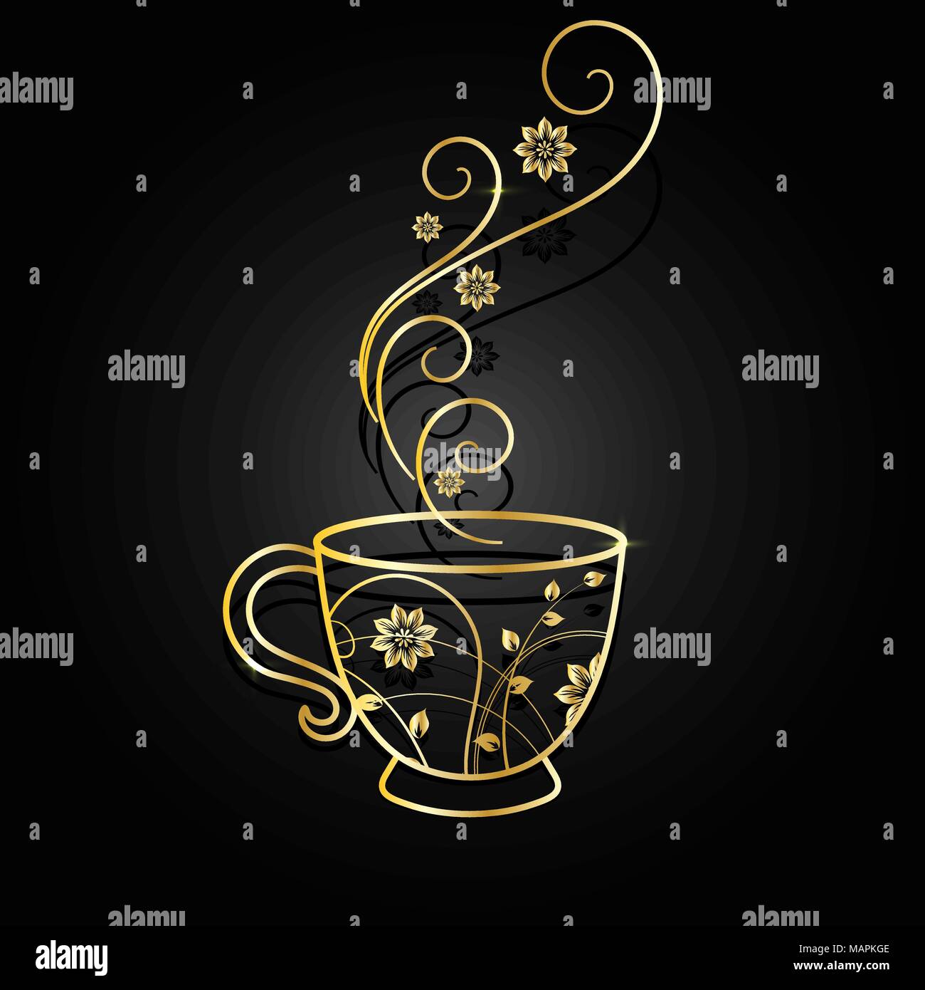 Gold coffee cup Stock Vector Images - Alamy