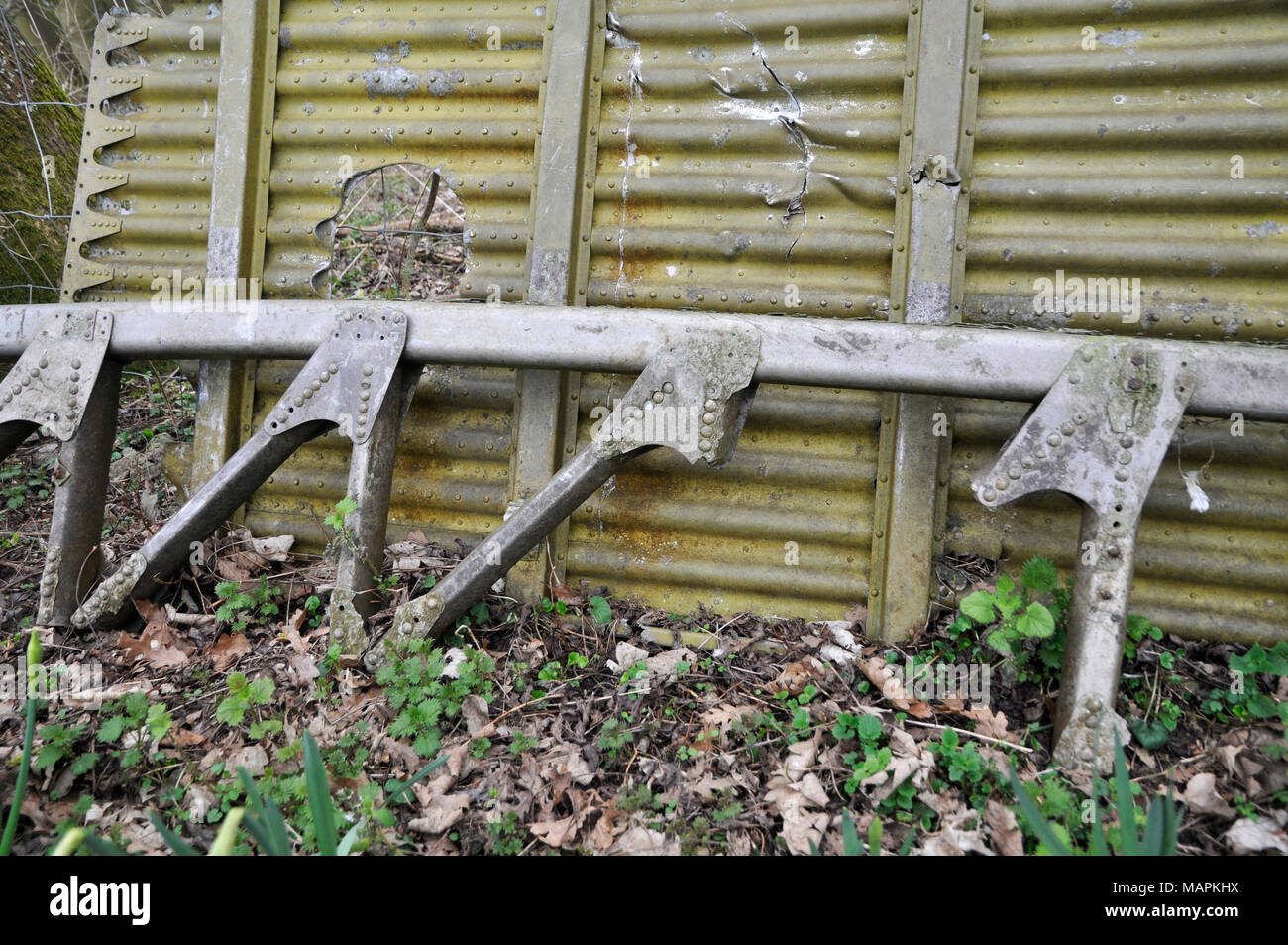 wreckage from second world war plane wing Stock Photo - Alamy