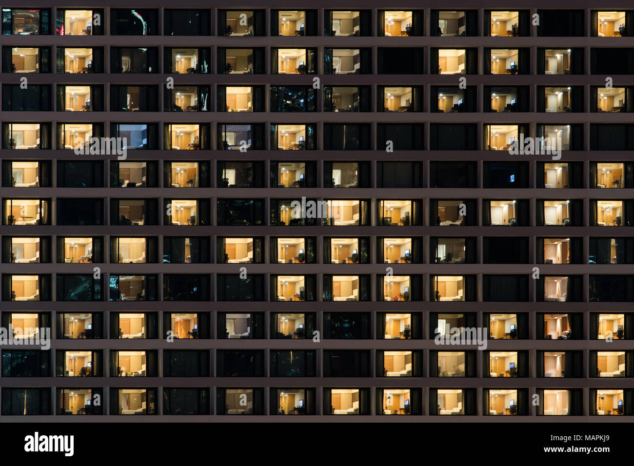 Lighting from many room are opened at night, pattern of room Stock ...