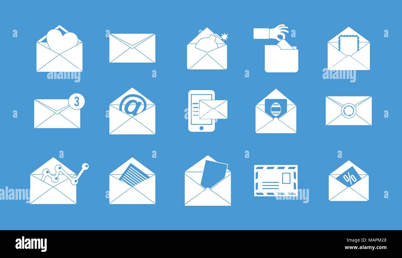 Mail icon blue set vector Stock Vector Image & Art - Alamy