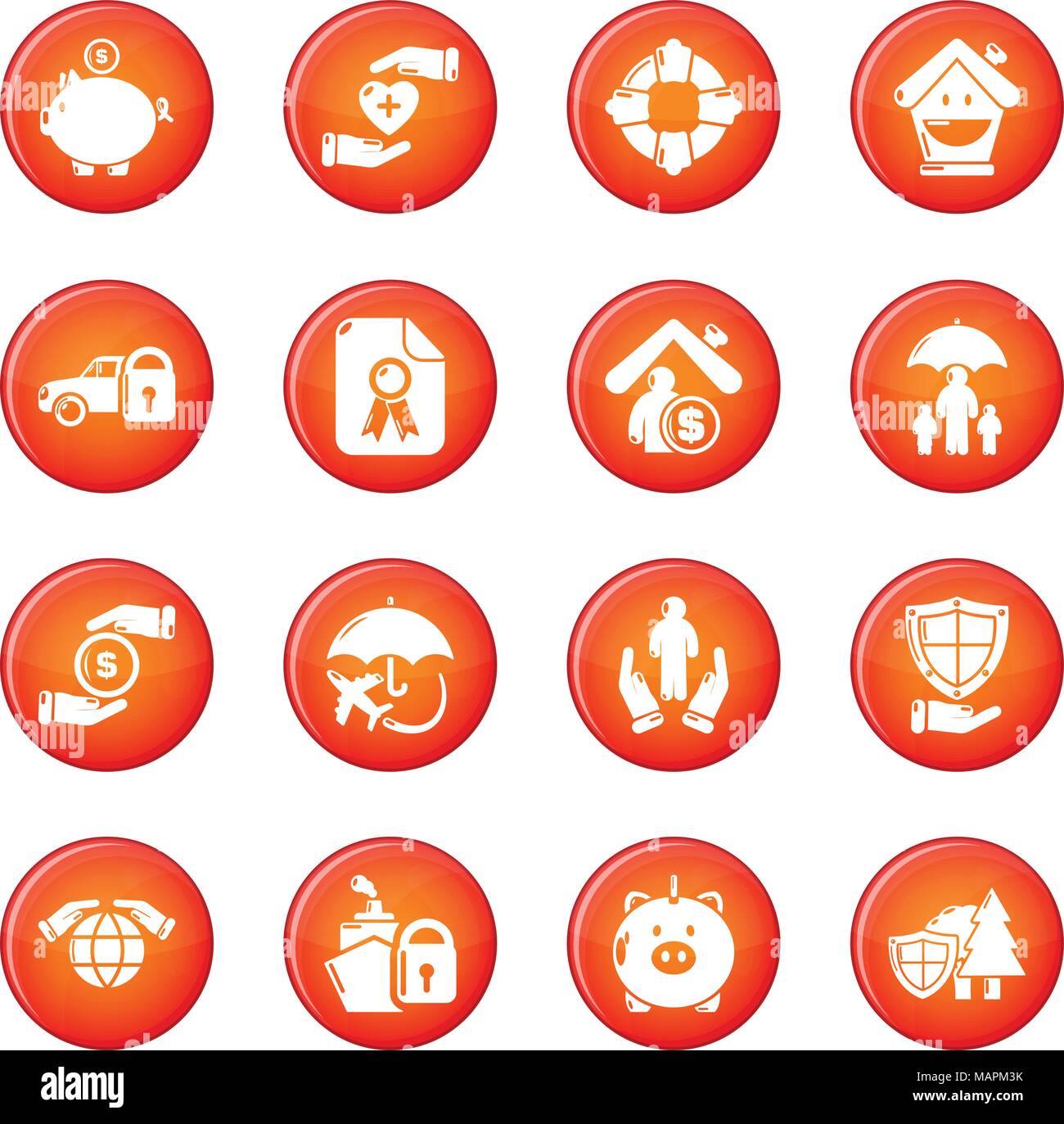 Insurance icons set red vector Stock Vector Image & Art - Alamy