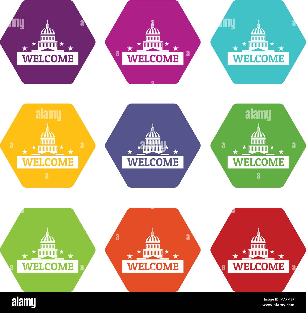 Welcome to USA icons set 9 vector Stock Vector Image & Art - Alamy