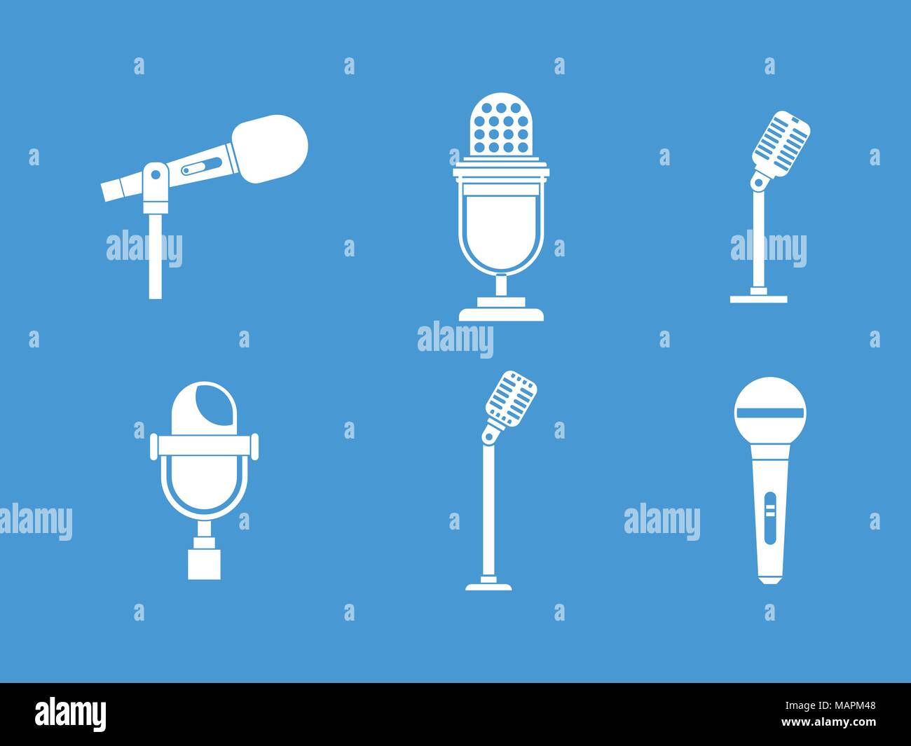 Microphone icon blue set vector Stock Vector Image & Art - Alamy