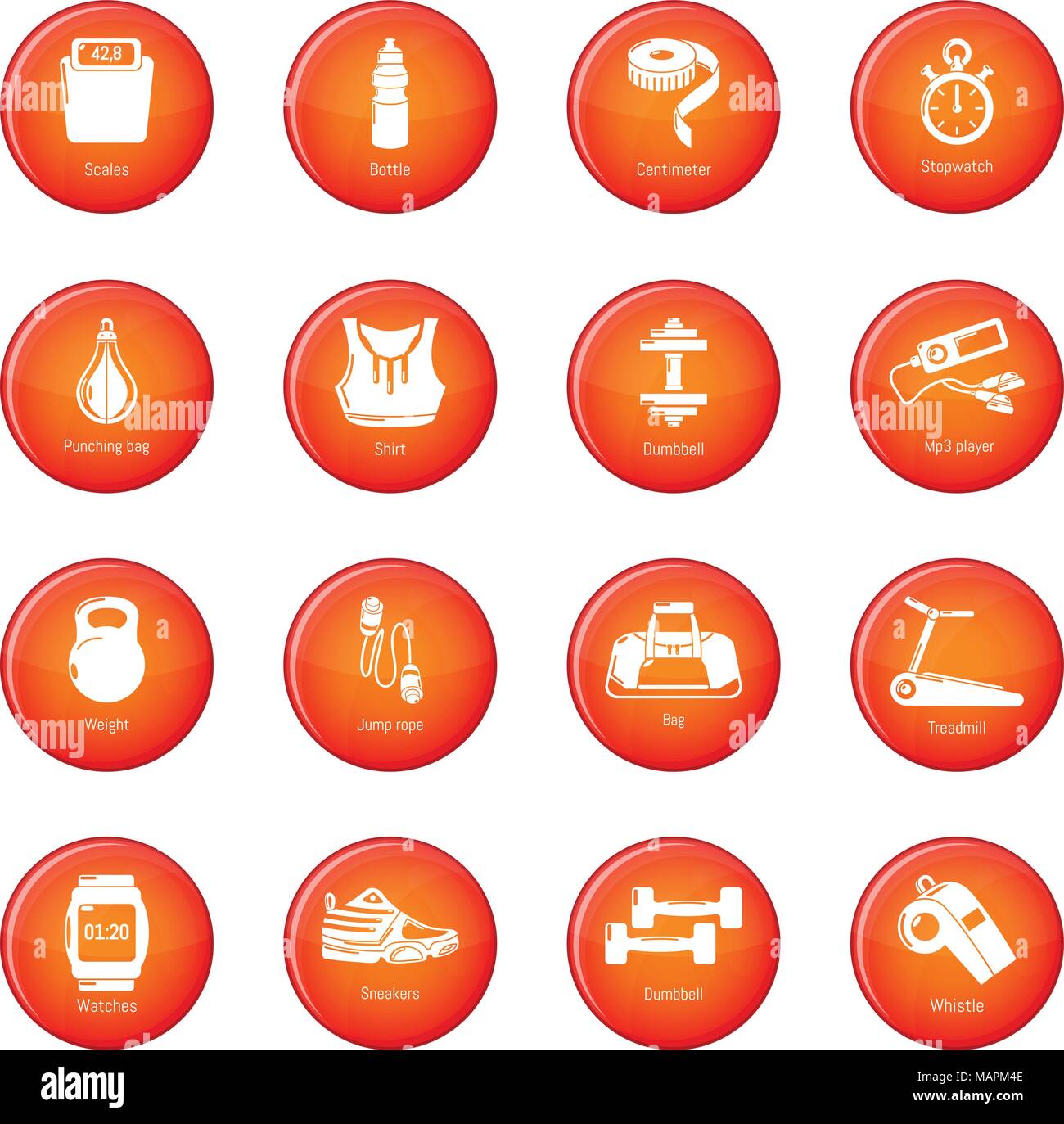 Gym sport icons set red vector Stock Vector Image & Art - Alamy