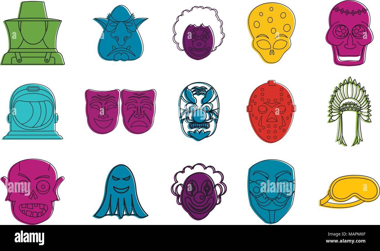 Mask icon set, color outline style Stock Vector Image & Art - Alamy