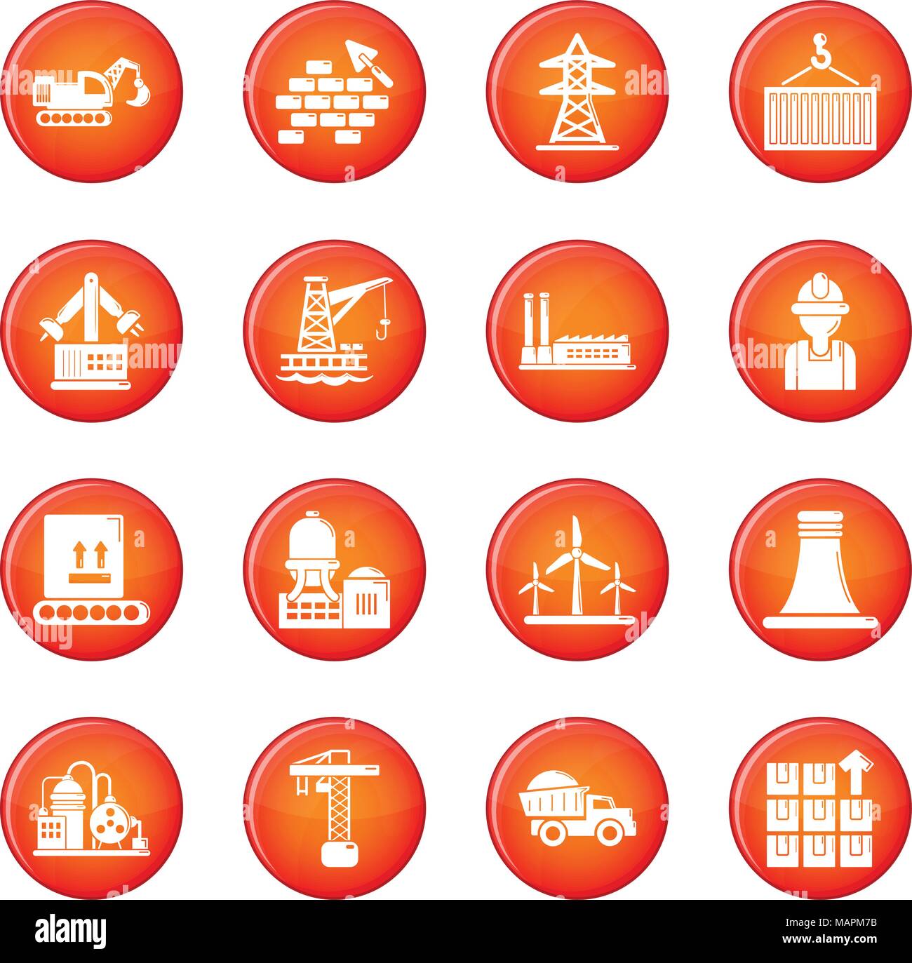 Industry icons set red vector Stock Vector Image & Art - Alamy