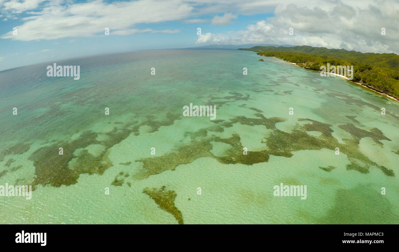 Aerial view of Bohol coast Island. Aerial. Fisheye view. Philippines ...