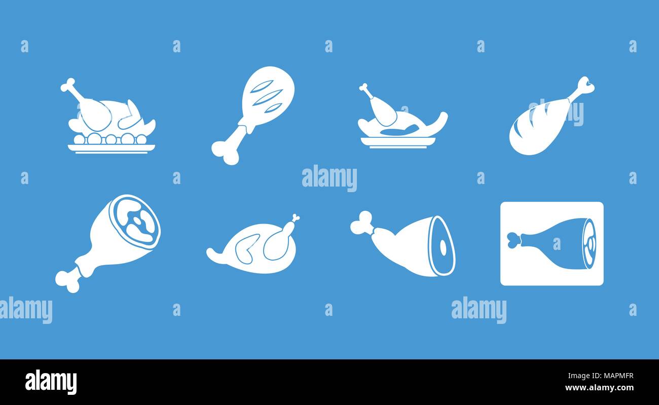 Chicken icon blue set vector Stock Vector Image & Art - Alamy
