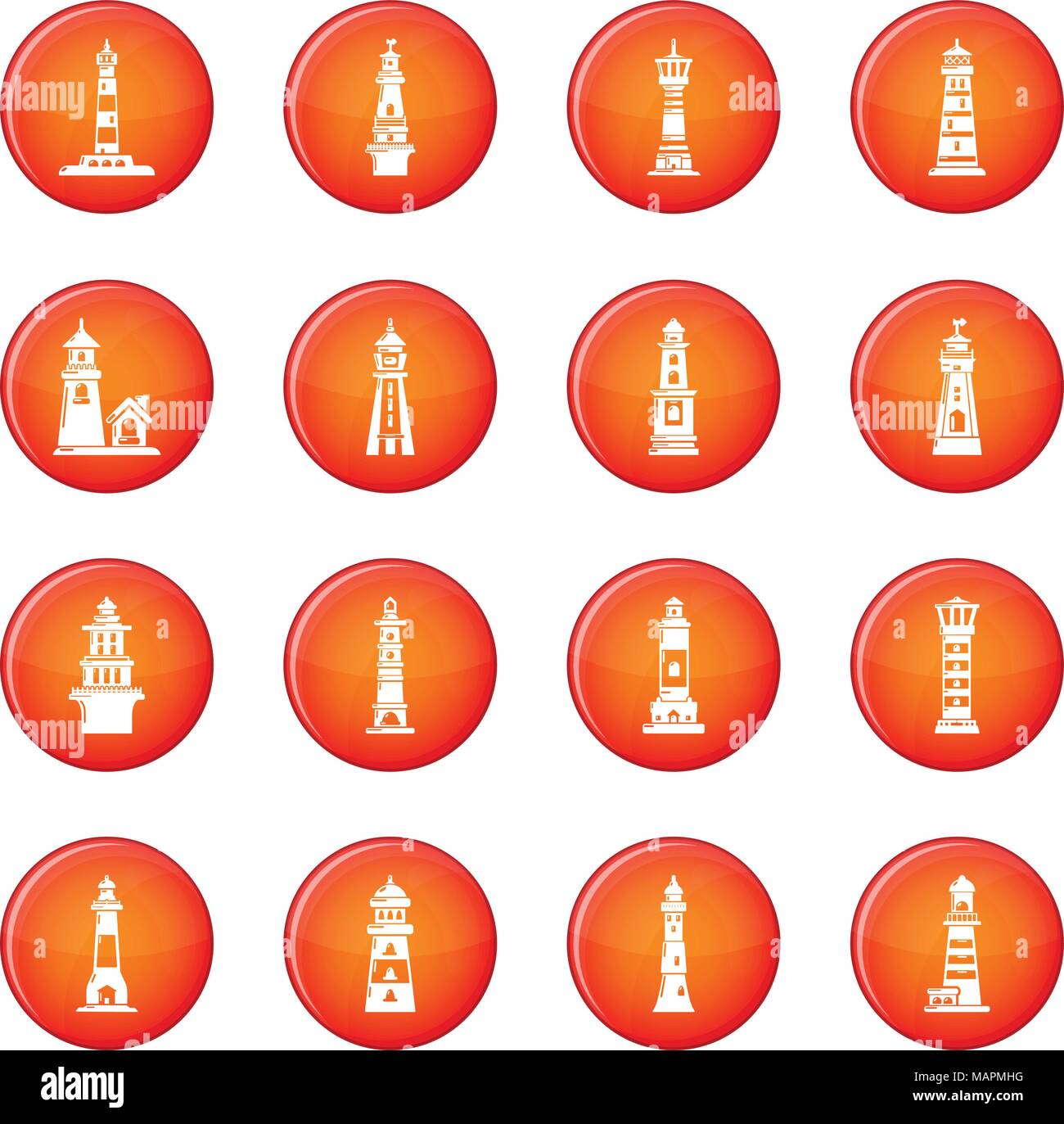 Lighthouse icons set red vector Stock Vector Image & Art - Alamy