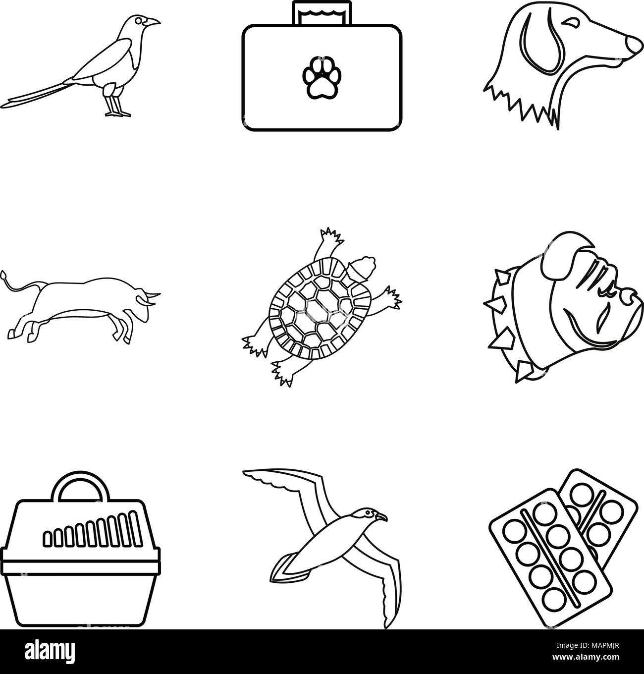 Wounded animal icons set, outline style Stock Vector Image & Art - Alamy