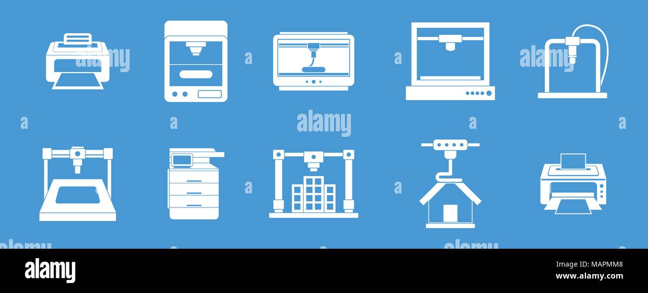 Printer icon blue set vector Stock Vector Image & Art - Alamy