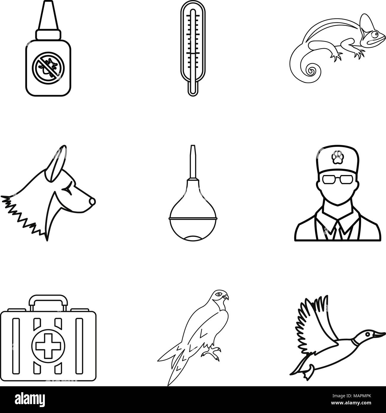 Doctor for animal icons set, outline style Stock Vector Image & Art - Alamy