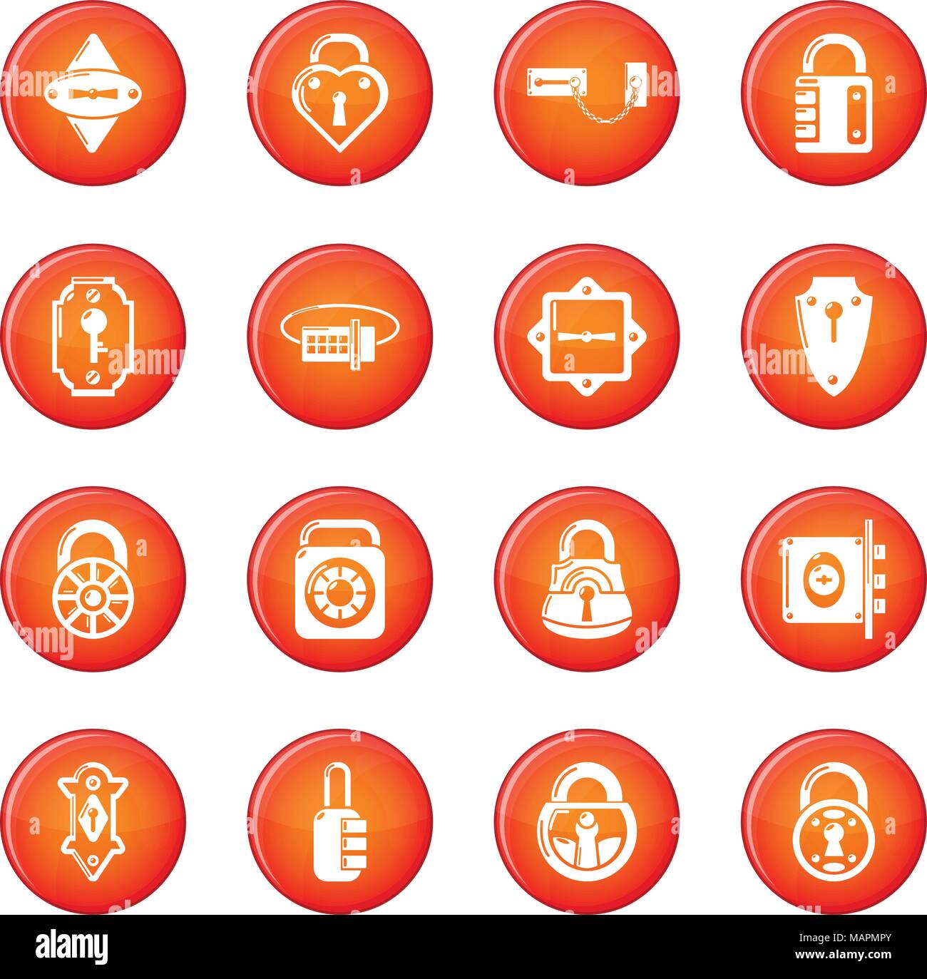 Lock door types icons set red vector Stock Vector Image & Art - Alamy