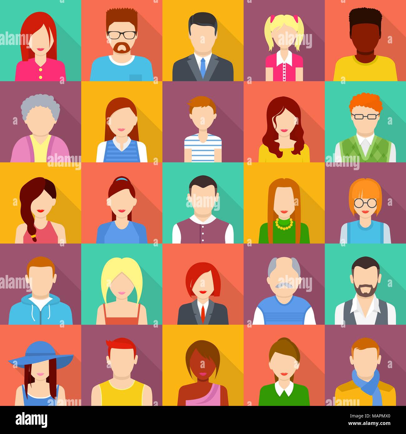 Avatar user icons set, flat style Stock Vector Image & Art - Alamy