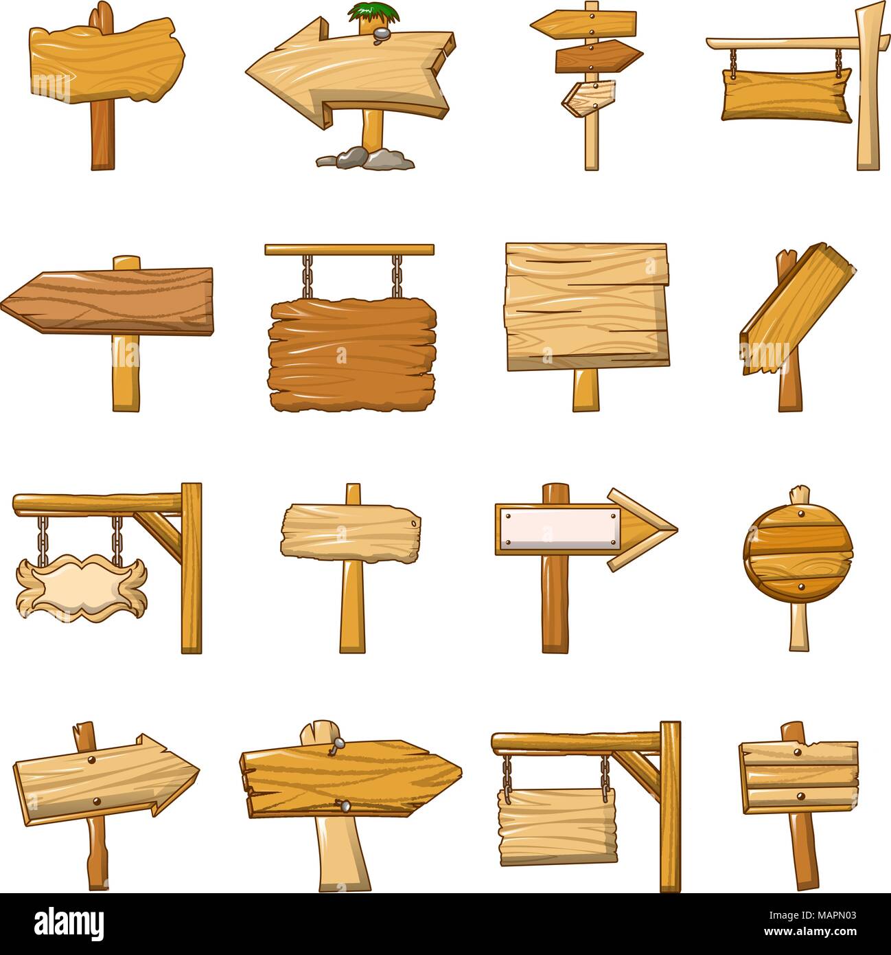 Signpost road wooden icons set, cartoon style Stock Vector Image & Art ...