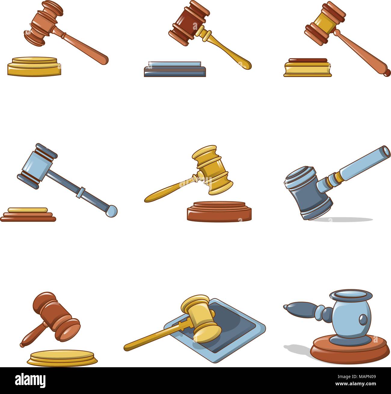 Judge hammer icons set, cartoon style Stock Vector Image & Art - Alamy