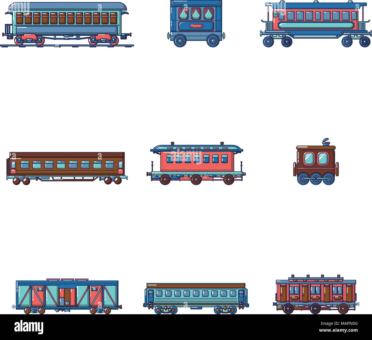 Subway Train Metro Icons Set Cartoon Style Stock Vector Image And Art