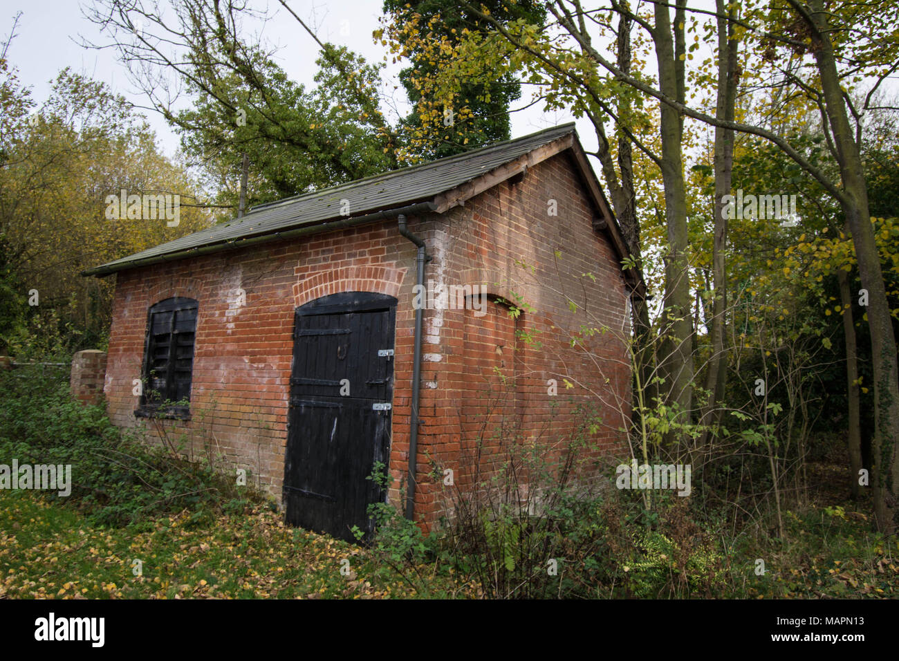 England Pump room near the river brick building in the woods stable ...