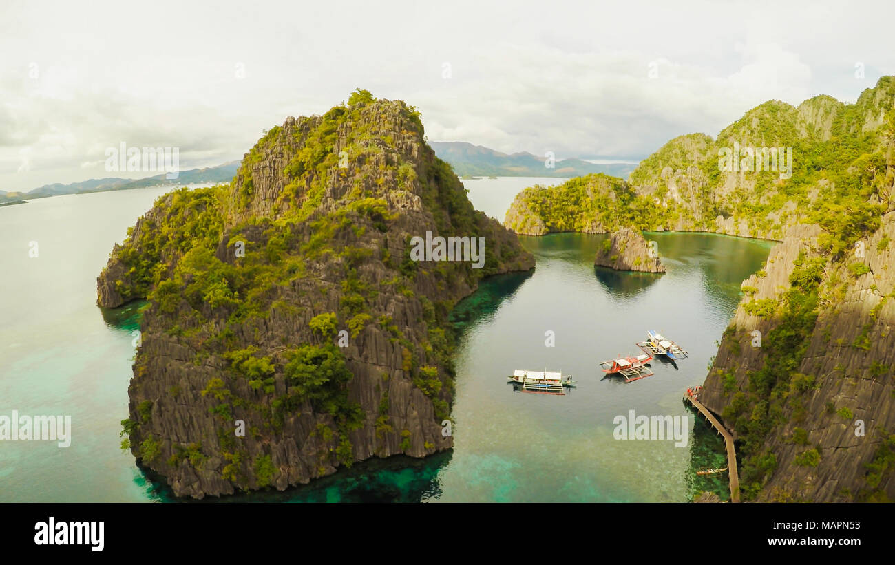 Very beautyful lagoon with boats. Paradise islands in Philippines ...