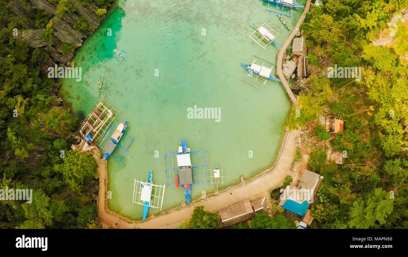 Very beautyful lagoon with boats. Paradise islands in Philippines ...