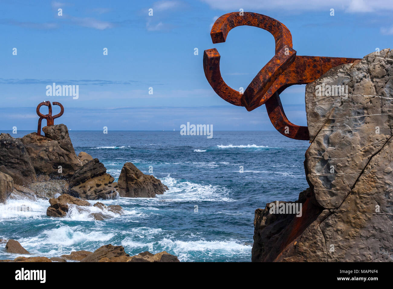 Rusted iron in the sculpture of The Comb of the Wind, San Sebastian ...