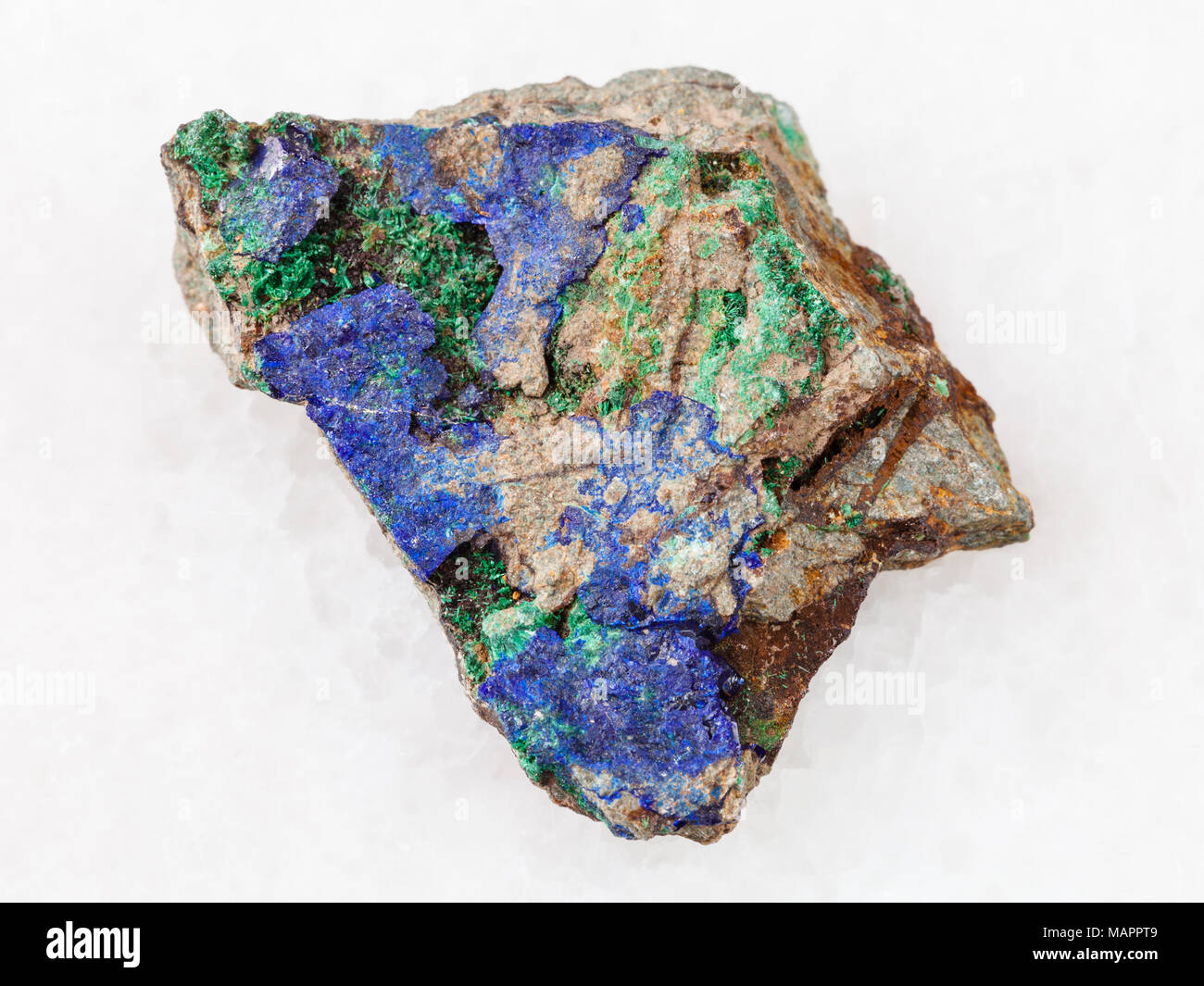 macro shooting of natural mineral rock specimen - blue Azurite and ...