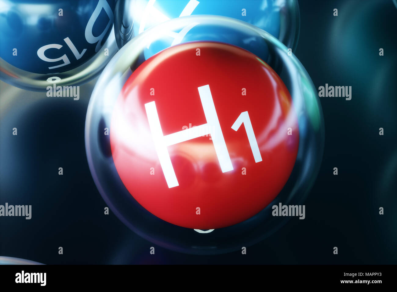 Vitamin H1 on black background. Symbol of health and longevity, 3d ...