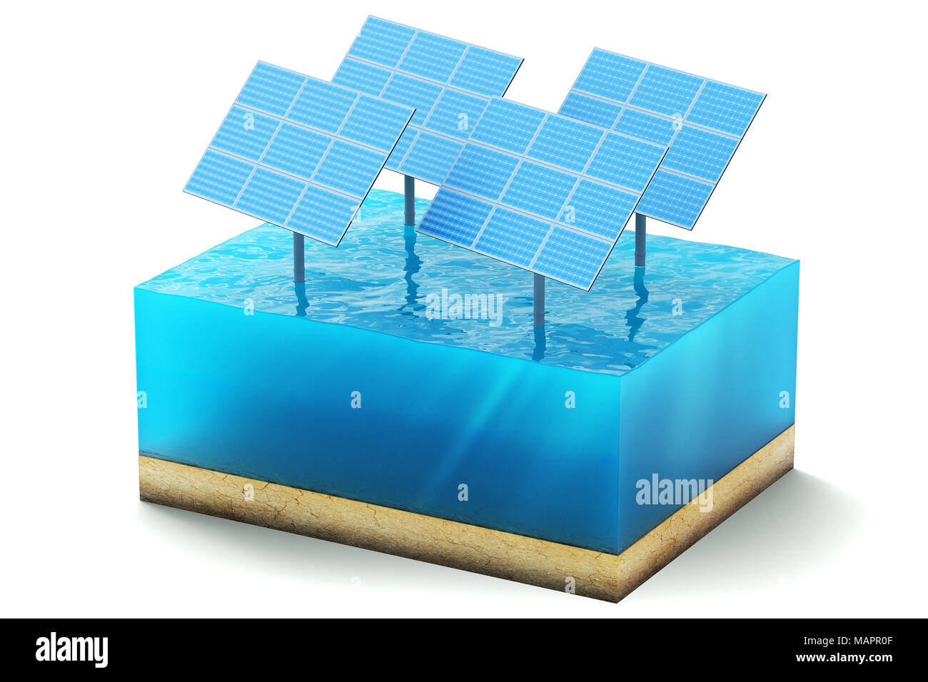 3d rendering of cross section of water cube isolated on white ...