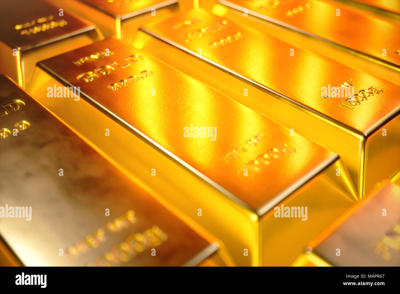 Stack Close-up Gold Bars, weight of Gold Bars 1000 grams Concept of wealth and reserve. Concept ...
