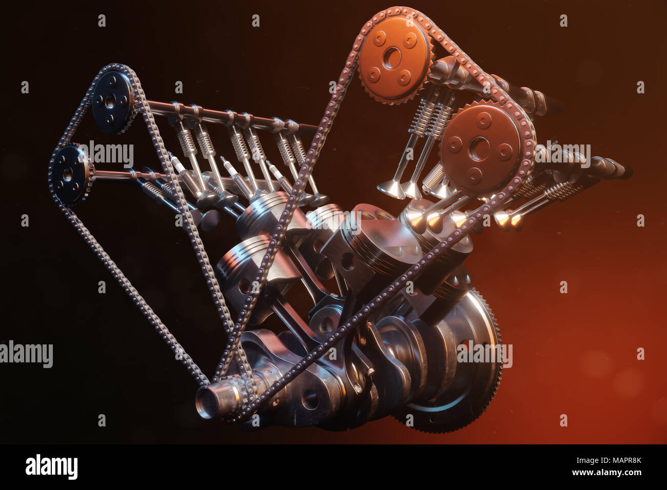 3d illustration of an internal combustion engine. Engine parts ...