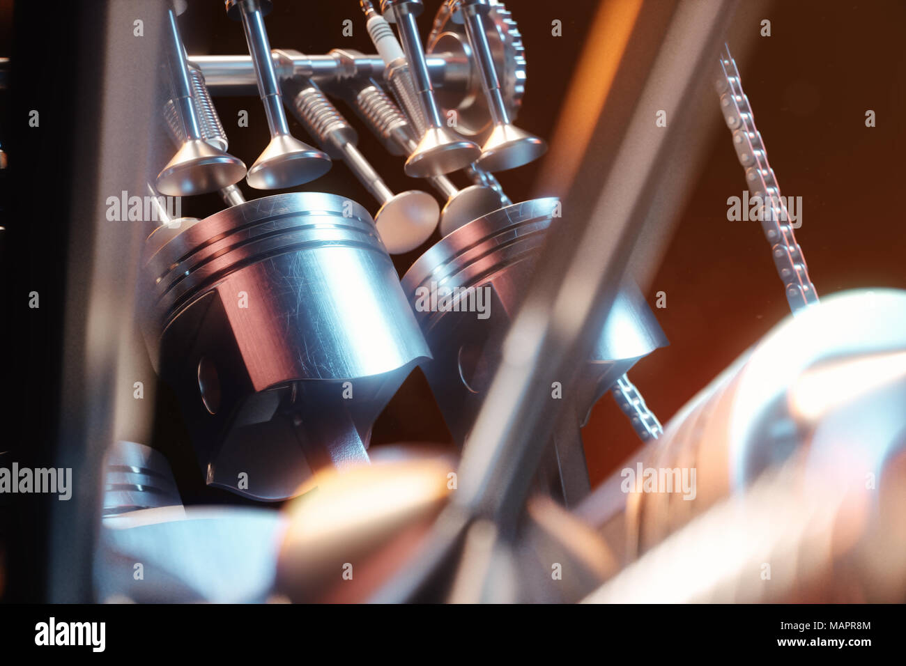 3d illustration of an internal combustion engine. Engine parts ...