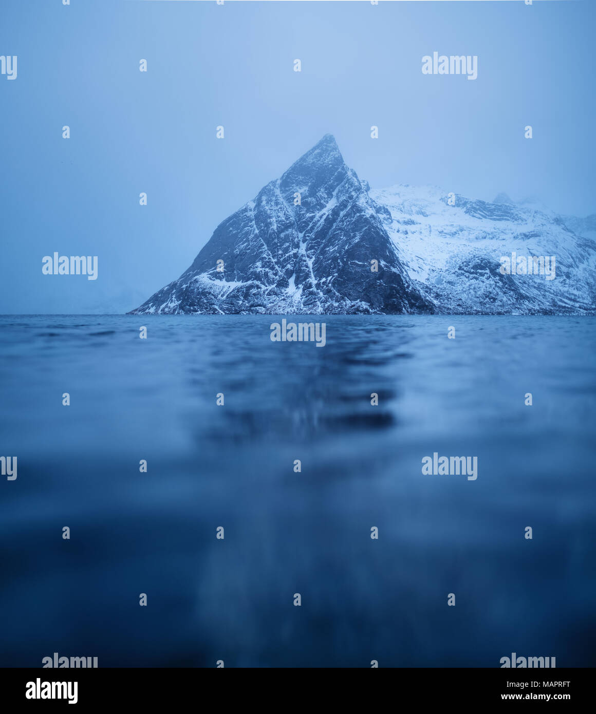 Mountains reflection on water surface. Beautiful natural landscape in ...