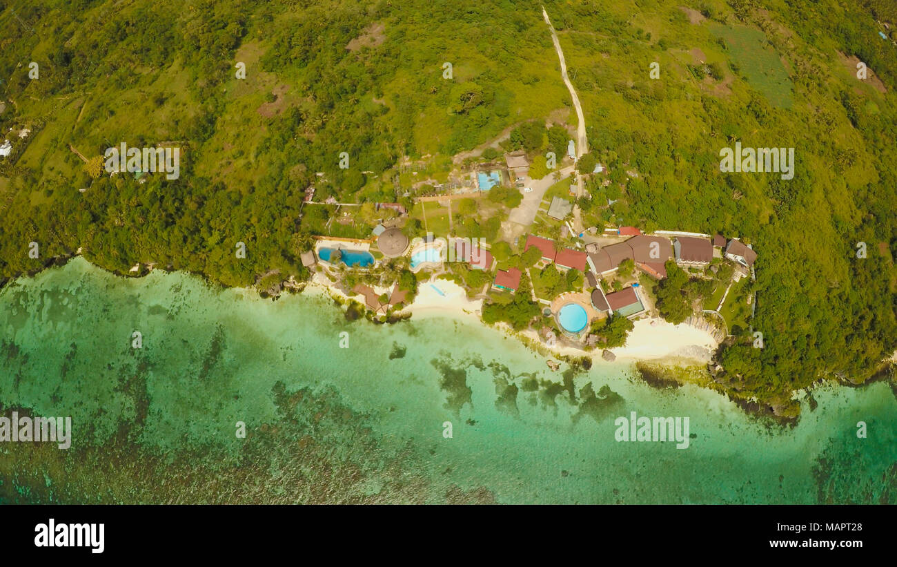 Aerial view of Bohol coast Island. Aerial. Fisheye view. Philippines ...