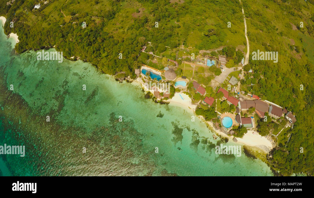 Aerial view of Bohol coast Island. Aerial. Fisheye view. Philippines ...
