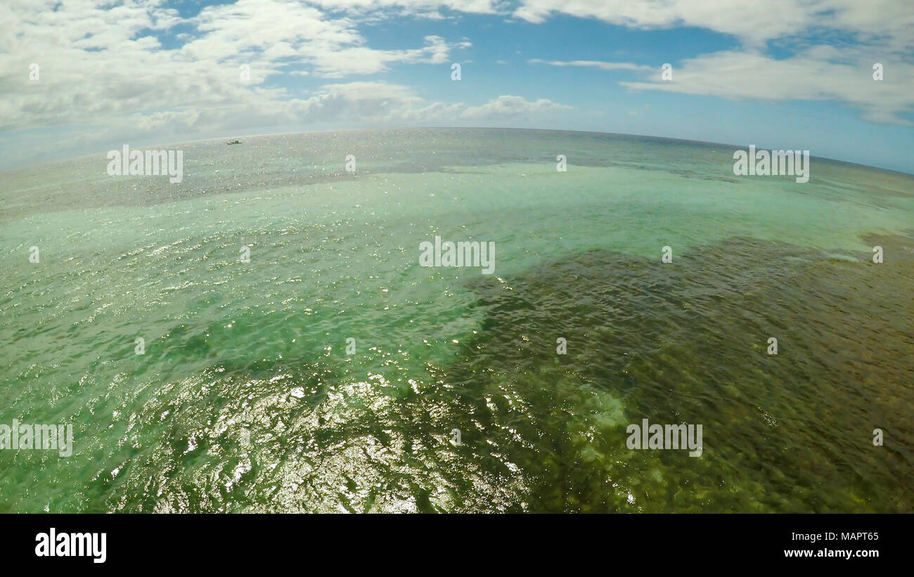 Aerial view of Bohol coast Island. Aerial. Flight is close above the ...