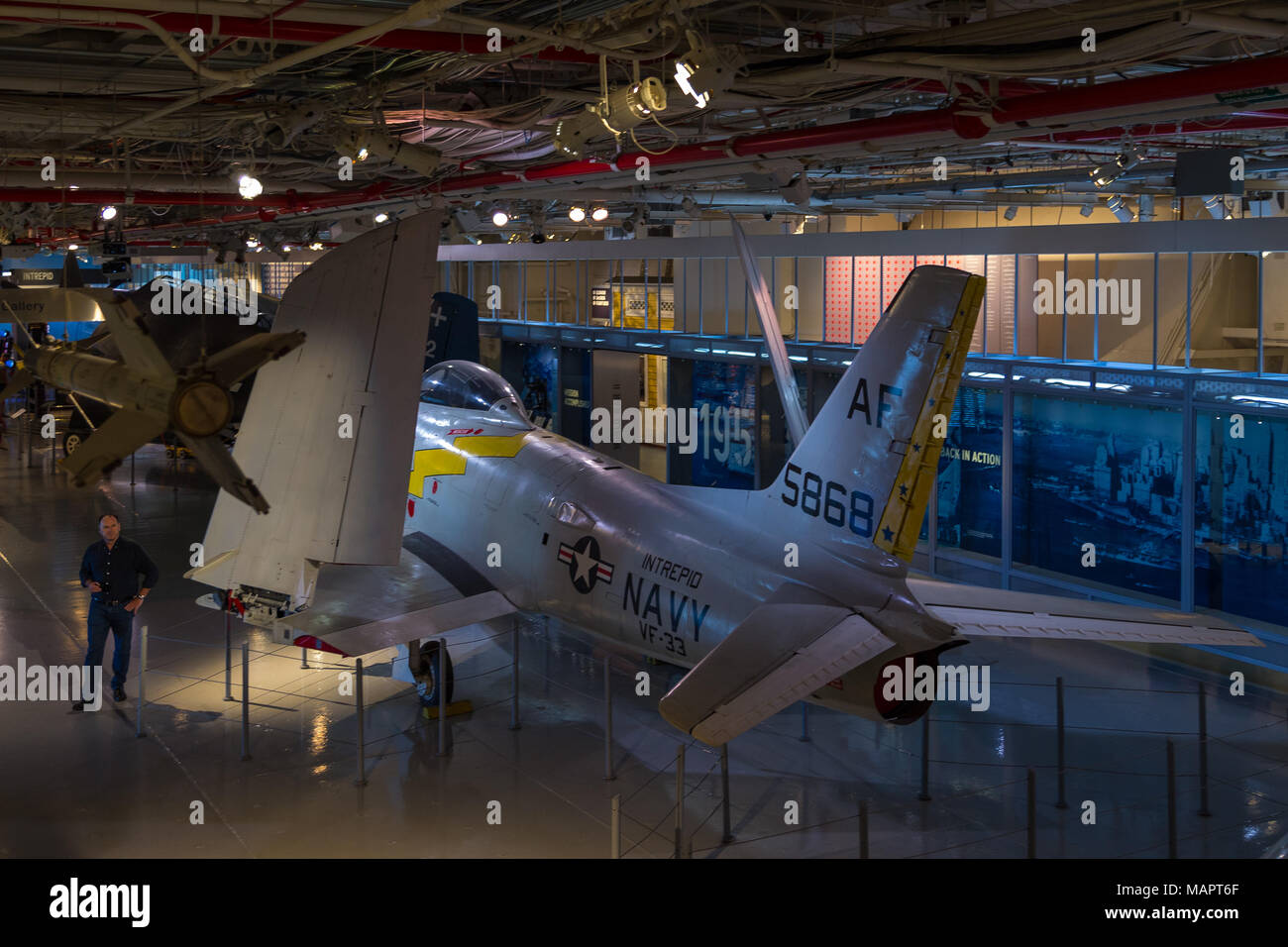 New York, NYC, USA- August 30, 2017: Interiors of the USS Intrepid ...