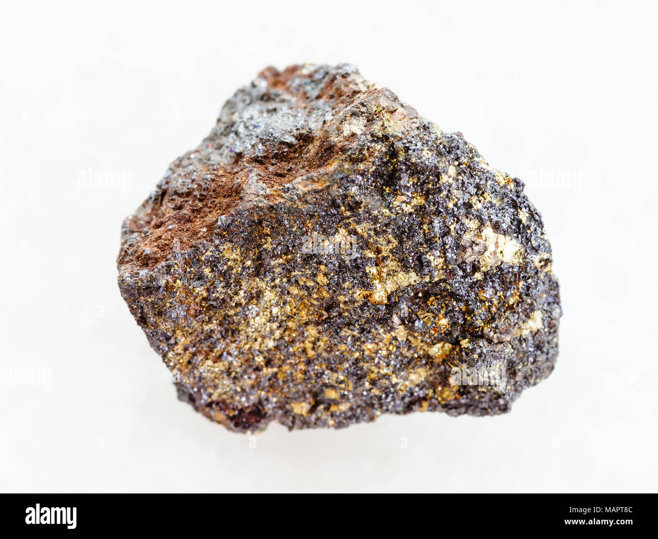 macro shooting of natural mineral rock specimen - raw magnetite (iron ...