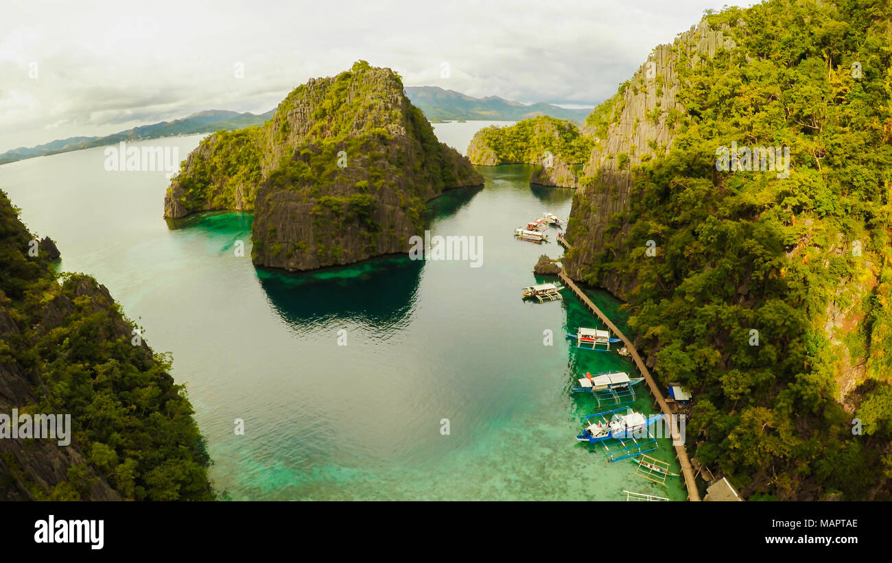 Very beautyful lagoon with boats. Paradise islands in Philippines ...
