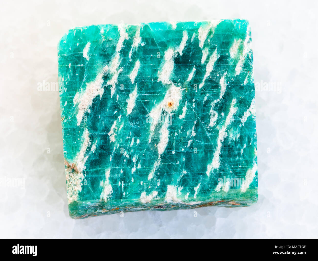 macro shooting of natural mineral rock specimen - rough amazonite stone ...