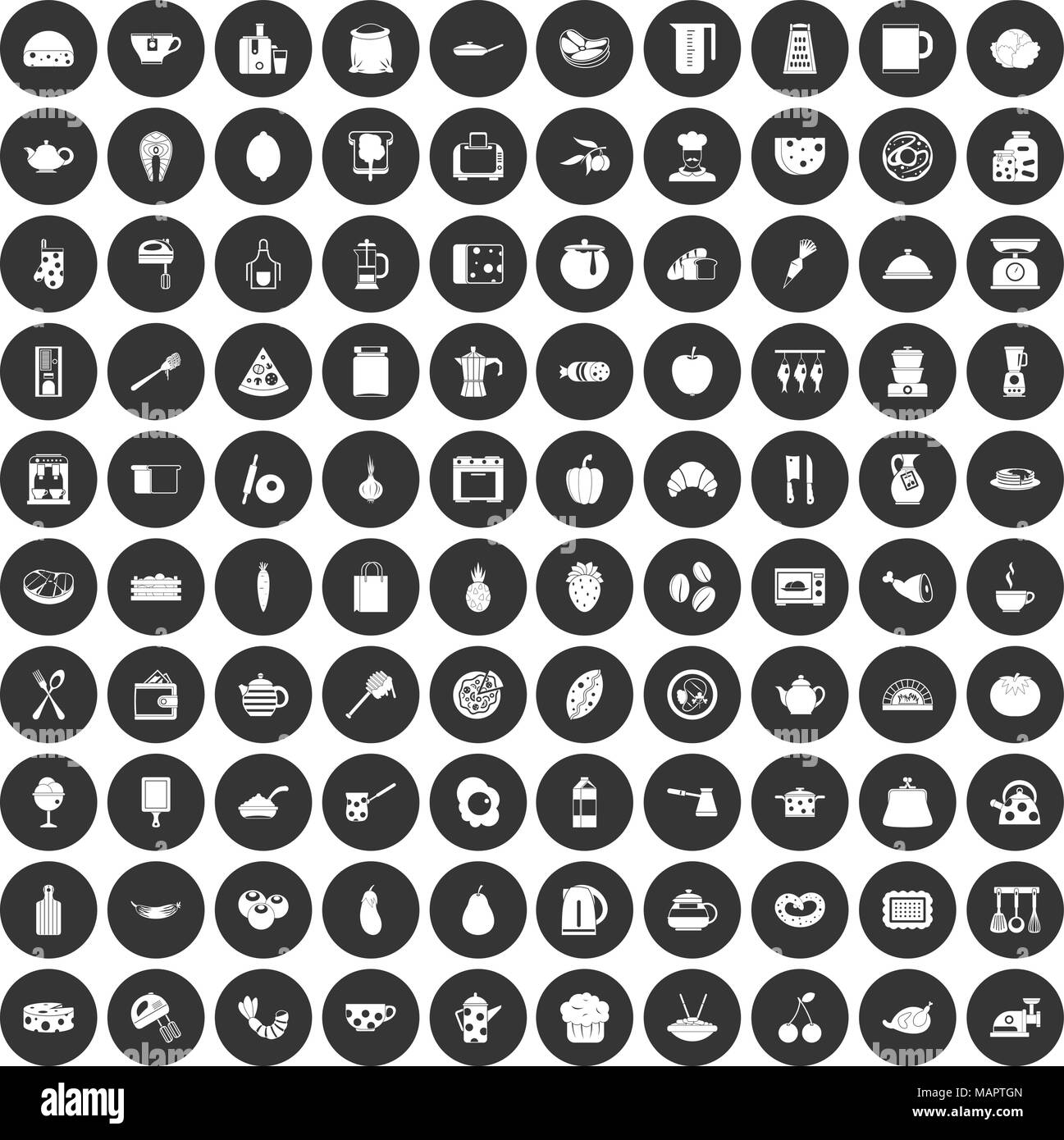 100 cooking icons set black circle Stock Vector Image & Art - Alamy