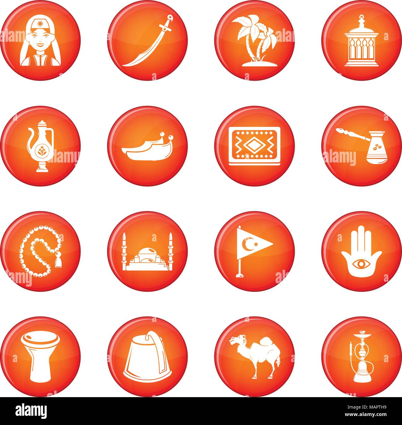 Turkey travel icons set red vector Stock Vector Image & Art - Alamy