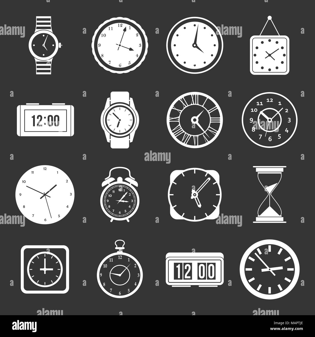 Time and Clock icons set grey vector Stock Vector Image & Art - Alamy