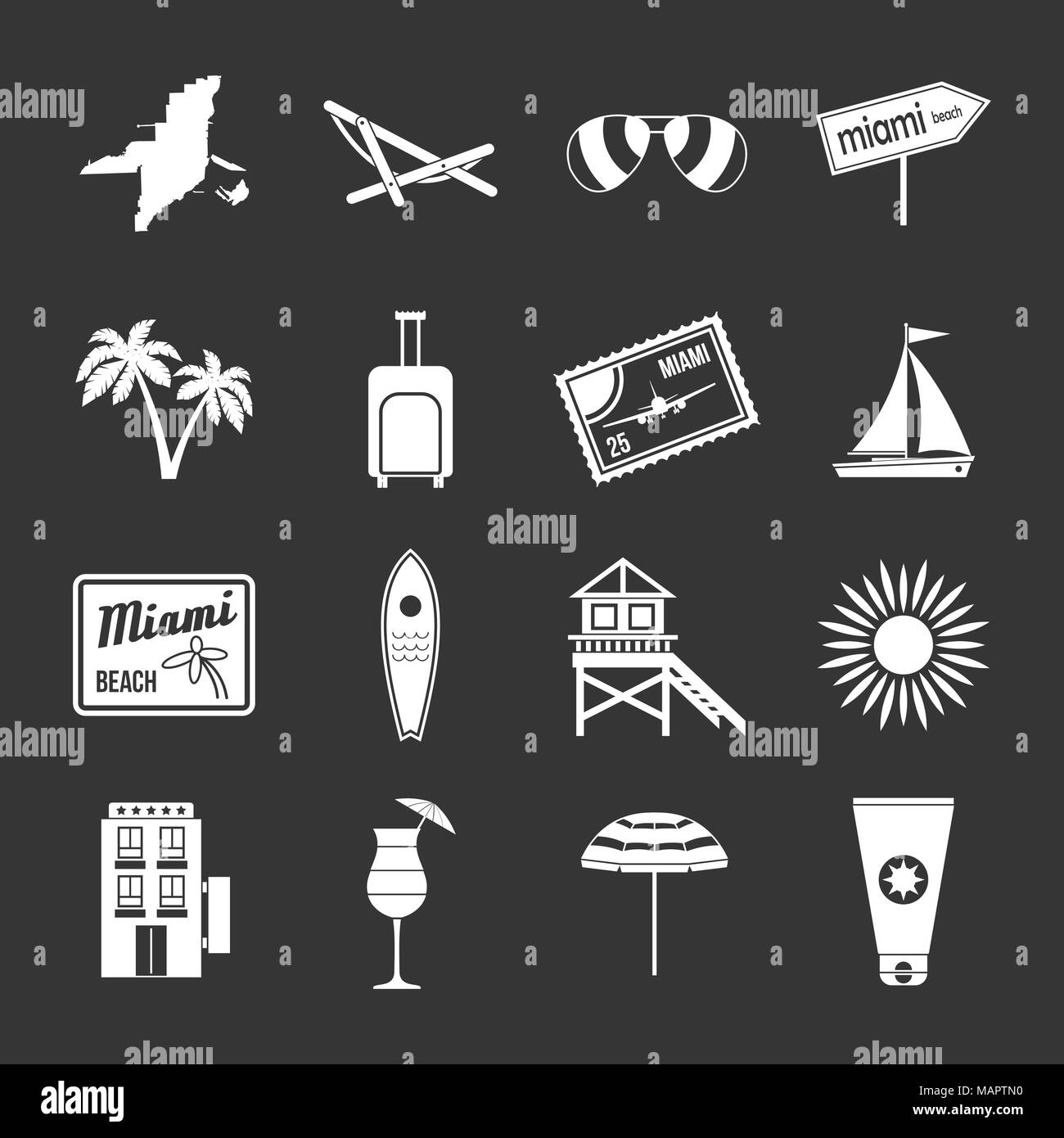 Miami icons set grey vector Stock Vector Image & Art - Alamy