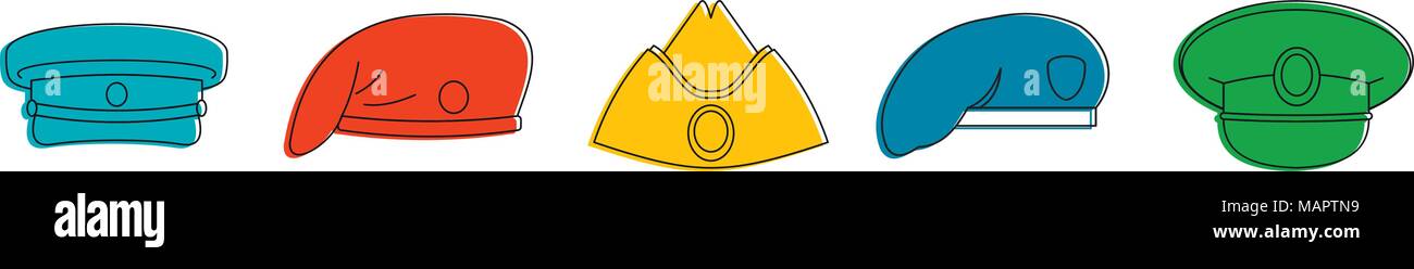 Military cap icon set, color outline style Stock Vector Image & Art - Alamy