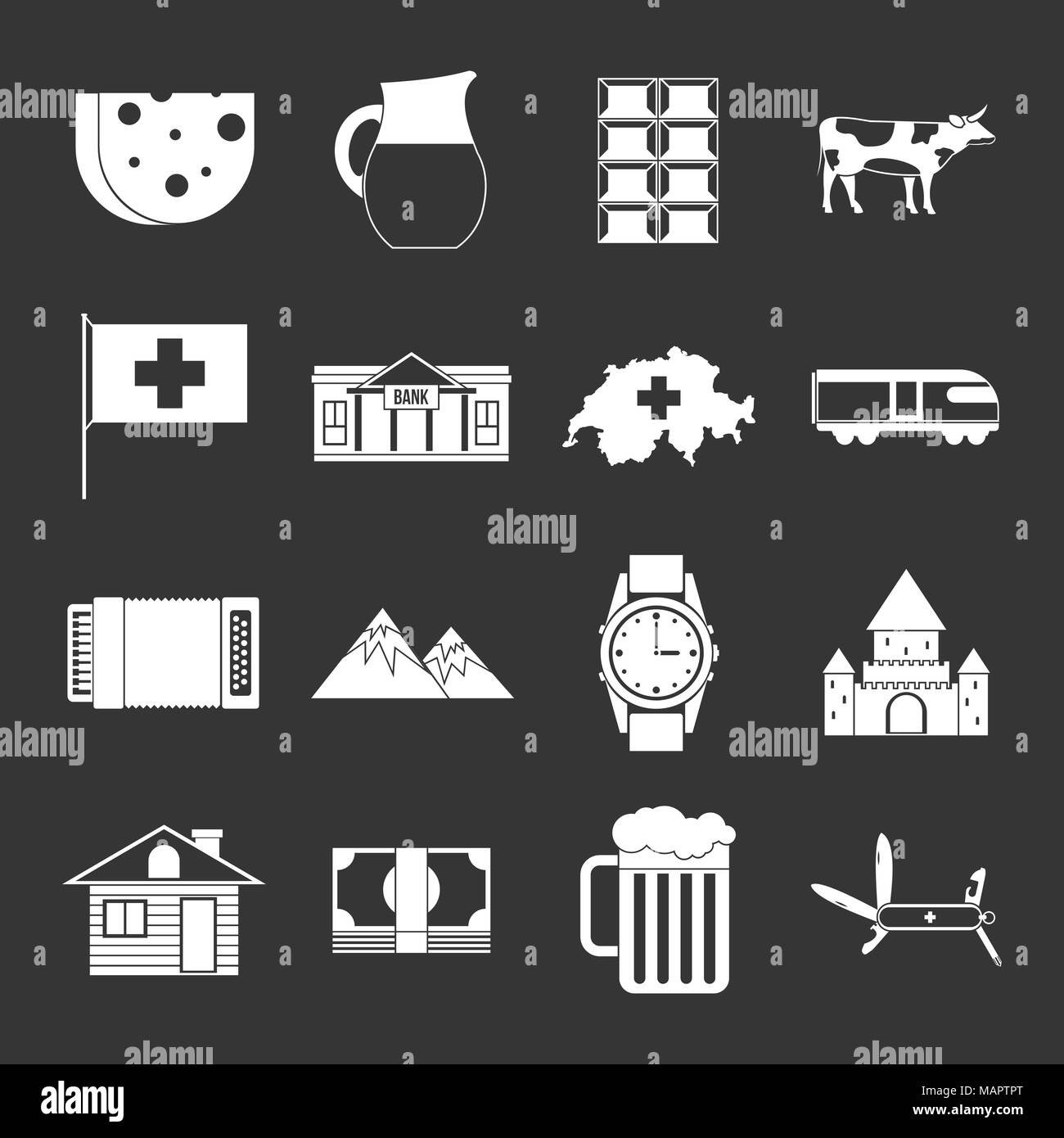 Switzerland Icons set grey vector Stock Vector Image & Art - Alamy